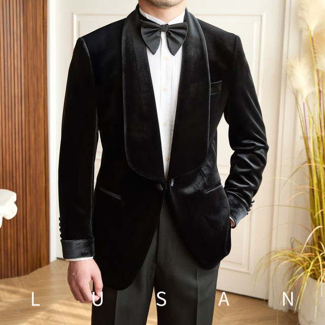 Mr. Lu San's autumn and winter banquet velvet smoking style dress suit ...