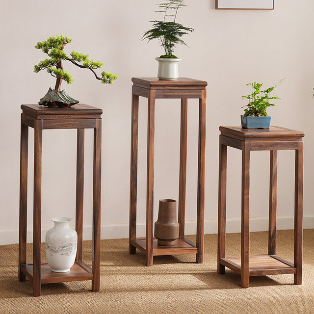 Solid wood flower stand walnut mortise and tenon complete flower stand ...