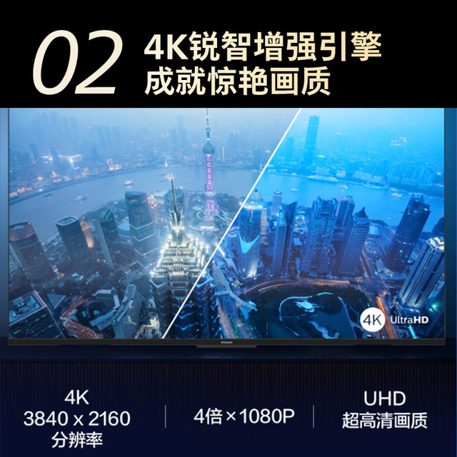 Philips 50-inch 4K ultra-high-definition smart full-screen 2+32GAI ...