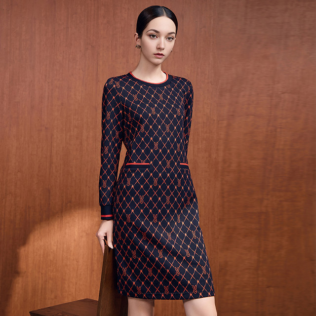 Ma Tiannu 2024 autumn and winter new blue jet dress super beautiful ...