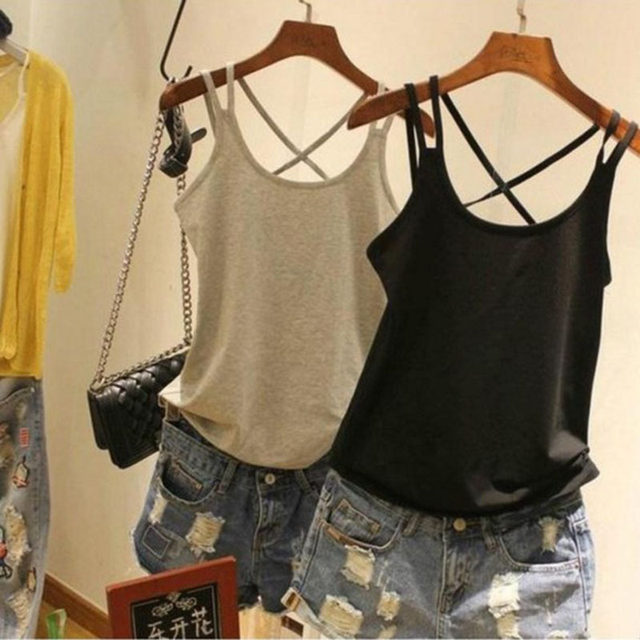 Summer pure cotton camisole women's outerwear mm fat cover belly looks ...