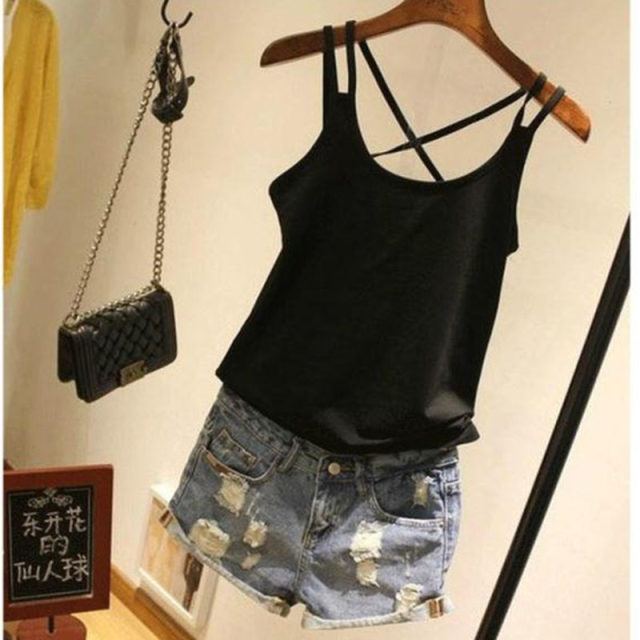Summer pure cotton camisole women's outerwear mm fat cover belly looks ...