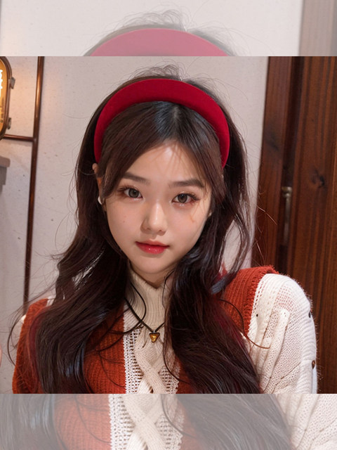 Red high skull headband 2024 New Year's high-end velvet hairpin autumn ...