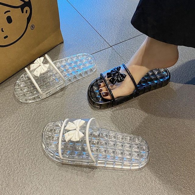 Summer Internet celebrity fashion transparent crystal slippers for ...