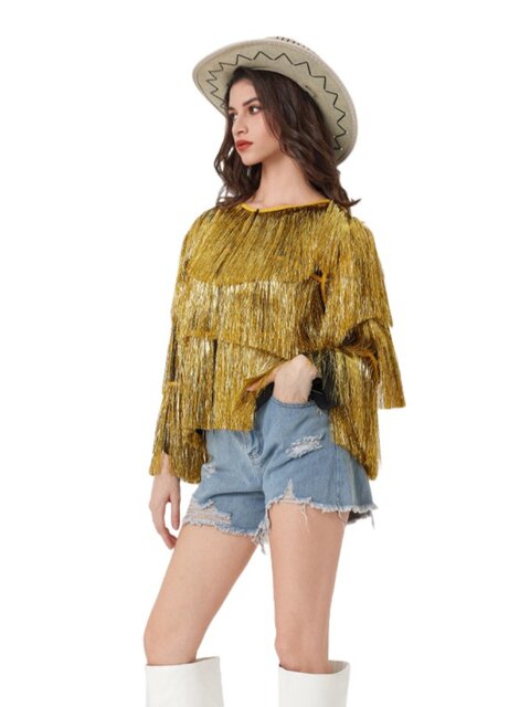 Bright silk short loose and glittering top female tide brand singer ...