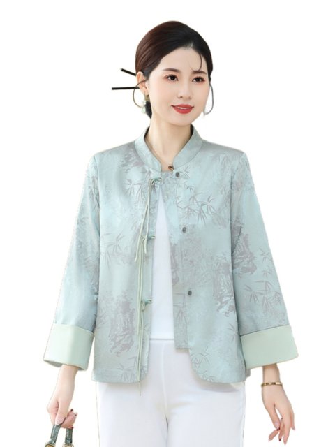 Xiangyun colorful silk Tang suit top, temperament long-sleeved, age ...