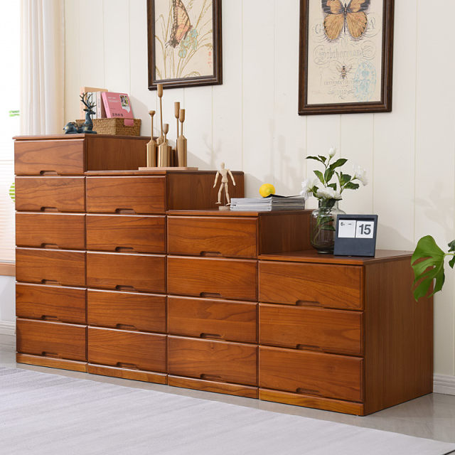 60 deep solid wood multi-layer drawer-type storage cabinet complete ...