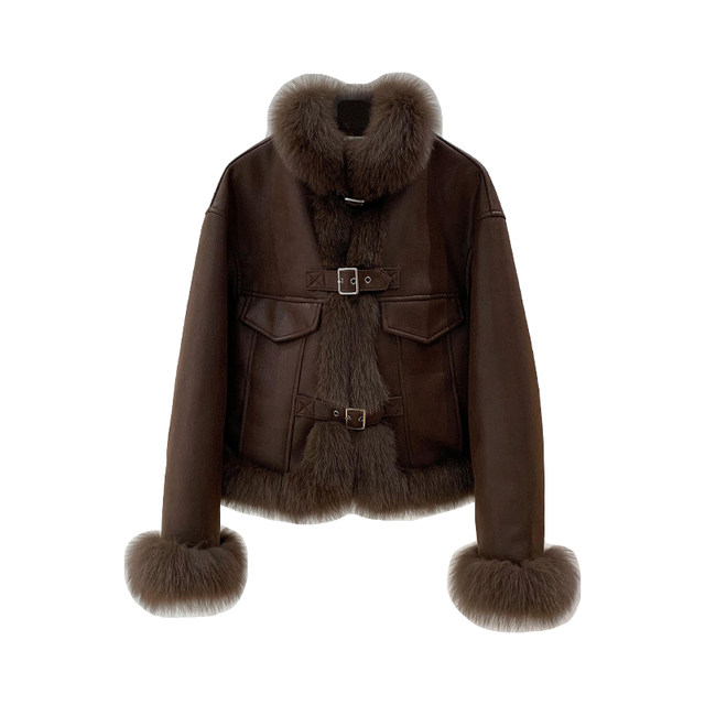 Rich Mocha! Fox Fupa Curva Jacket Female Winter 2024 New suede Goose ...