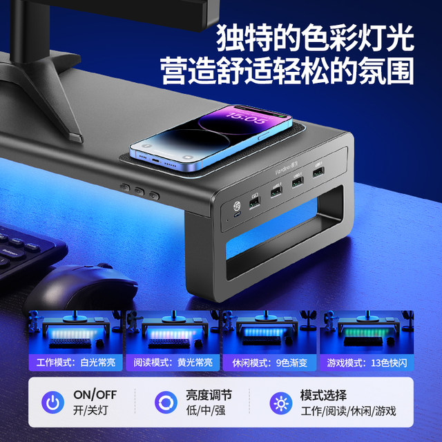 Luwei extended computer monitor elevated stand with light multi ...