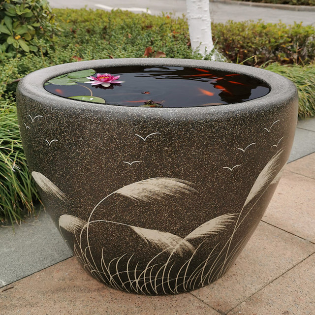 Pottery tank Jingdezhen ceramic fish tank living room balcony floor ...