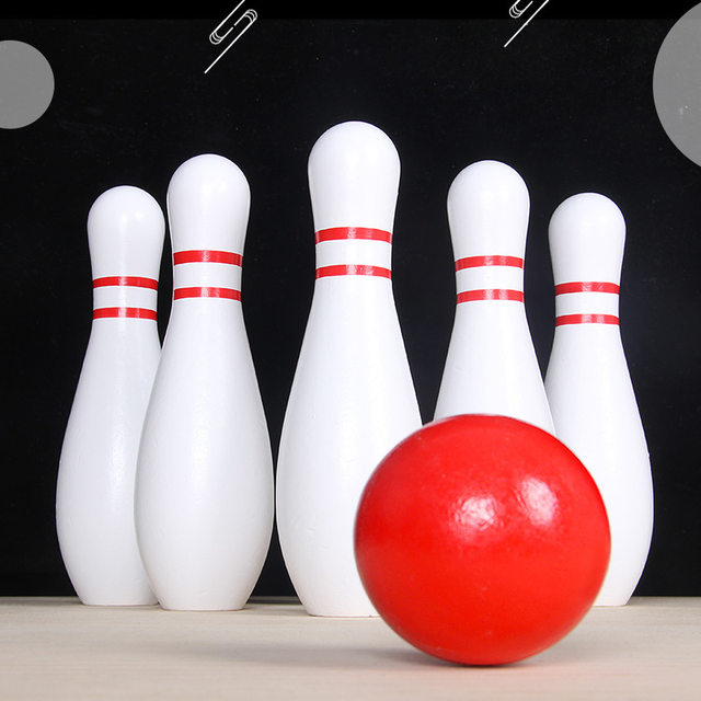 Children's bowling toy outdoor wooden solid pin kindergarten parent ...