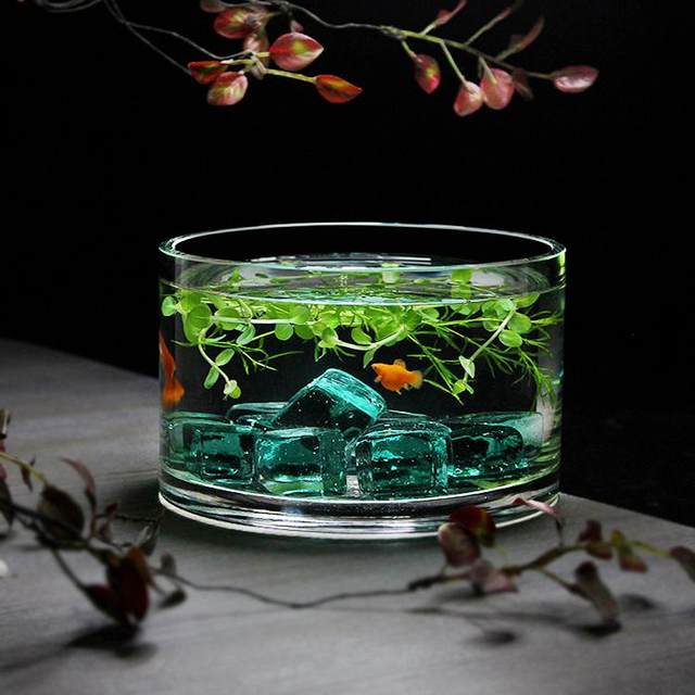 Desktop small fish tank round cylindrical glassware high quality ...