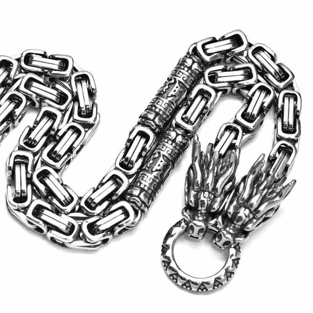 Dragon head Buddha amulet necklace men's personality domineering ...