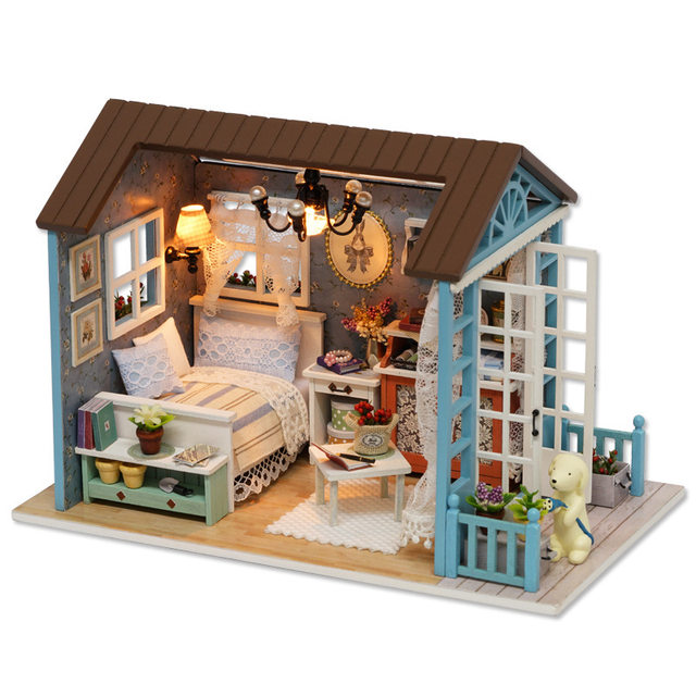DIY House Holiday Time Handmade House assembly model Micro -shrinking ...