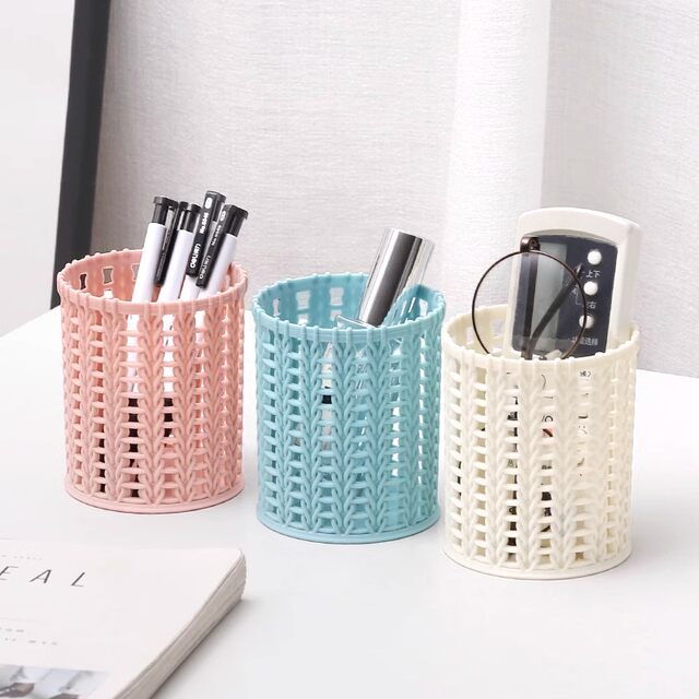 Creative imitation rattan plastic pen holder multifunctional simple ...