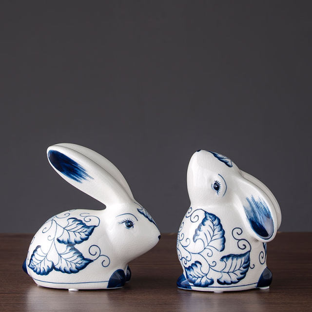 Rabbit ornaments ceramic ornaments creative cute living room rabbit ...