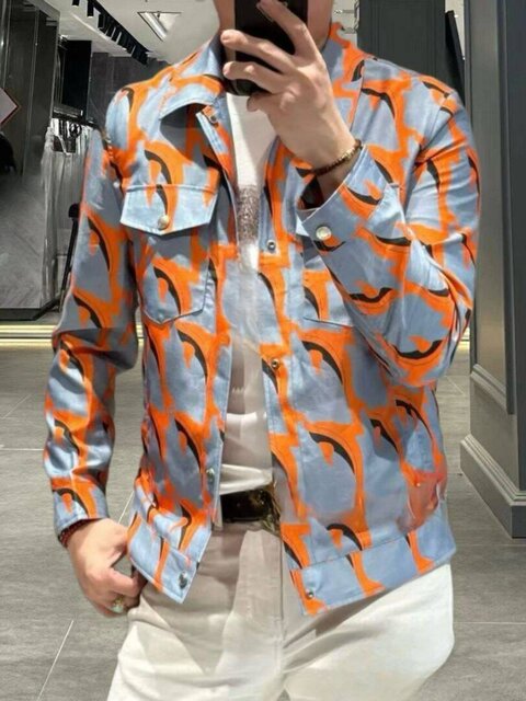 European high-end spring men's thin long-sleeved lapel jacket trendy ...