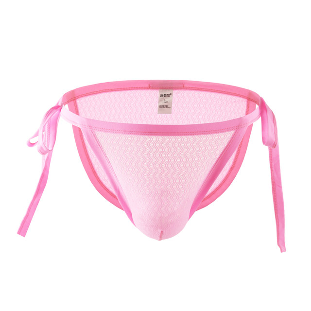 Omiya lace-up briefs men's summer ice silk removable silky translucent ...