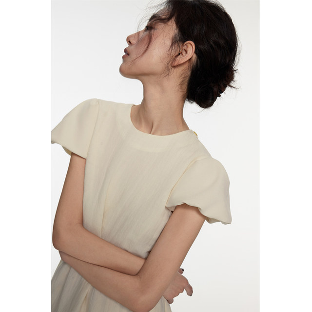 LC2024 Summer New Sexy Backless Large A Version Loose Belly Covering Slim Puff Sleeve Dress Long ...