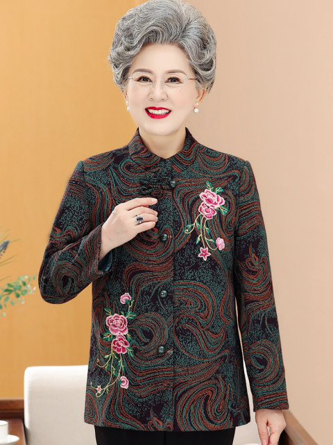 Middle -aged and elderly women's autumn, grandma, large -size jacket ...