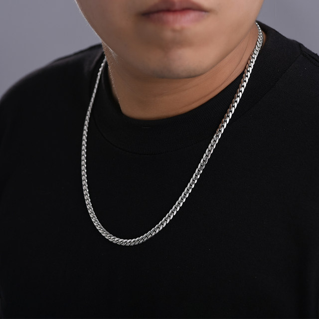 High-end snake bone chain men's trendy all-match 925 silver necklace ...