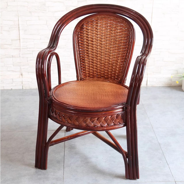 Rattan chair single chair real rattan office chair backrest elderly ...