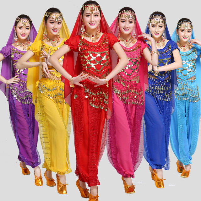 Indian dance clothing adult women's new short-sleeved belly dance suit ...