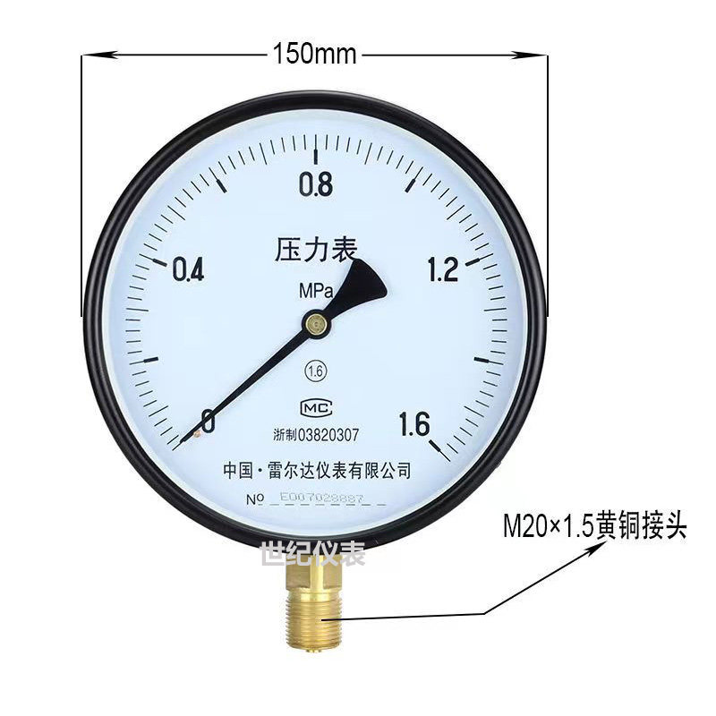 Raelda Pressure Gauge Y150 1.6/2.5MPa Barometer Water Vacuum Steam ...