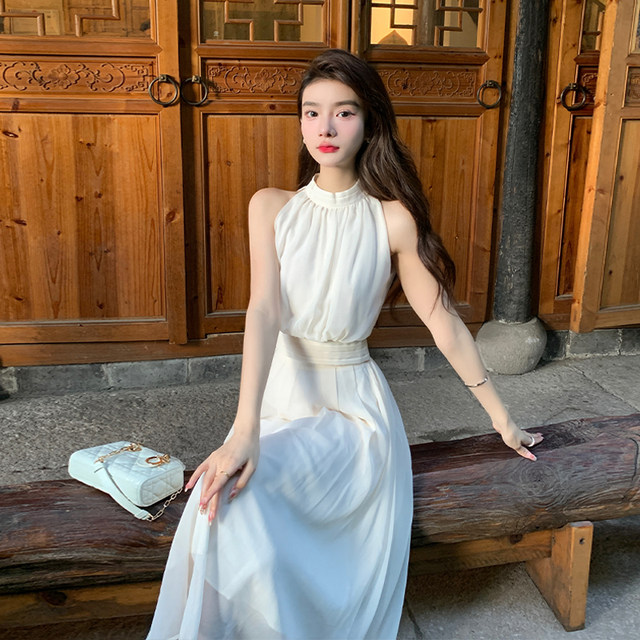 AMNANA gentle style round neck off-shoulder top slimming wide skirt ...