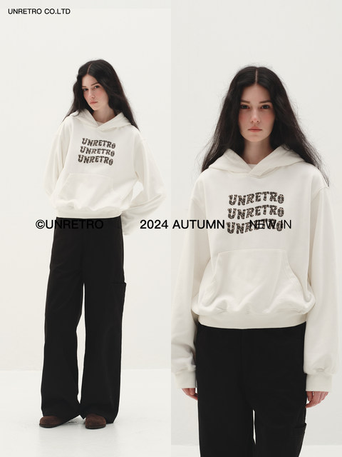 Unretro 400G heavy leopard printed hooded sweater jacket female spring and autumn loose little top