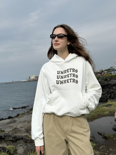 Unretro 400G heavy leopard printed hooded sweater jacket female spring and autumn loose little top