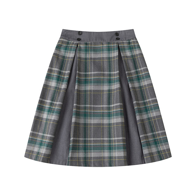 Unretro retro college style pattern stitching half -body skirt female ...