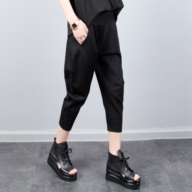 Korean style elastic small-foot harem pants women's pants cropped pants ...