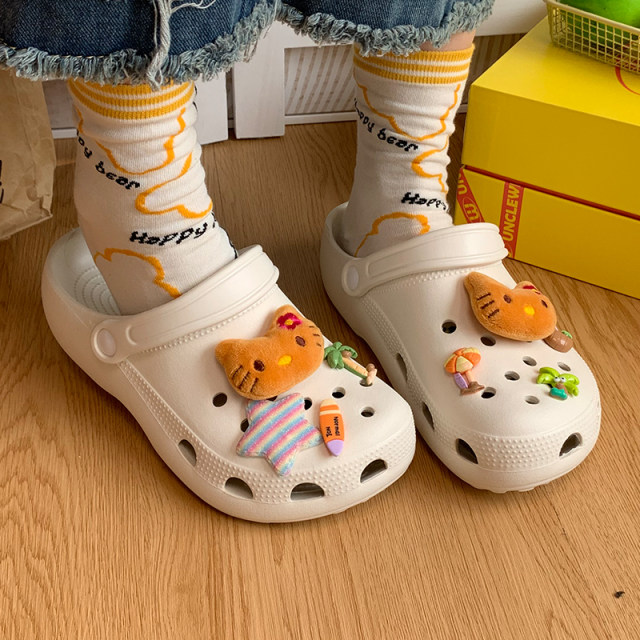 Cute fairy style diy poop-stomping hole shoes for women summer outer ...