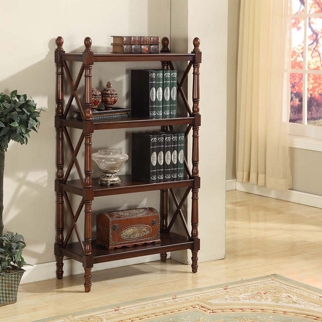American-style solid wood bookshelf floor-standing multi-layer storage ...