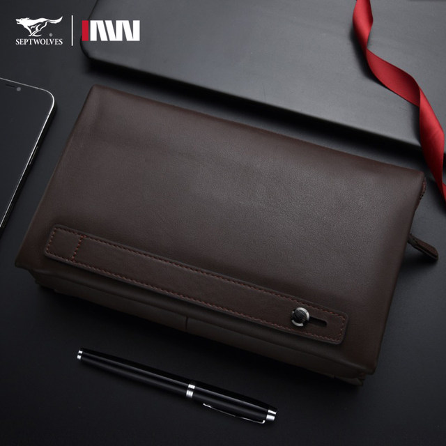 Septwolves Men's First-Layer Cowhide Clutch Genuine Leather Bag ...