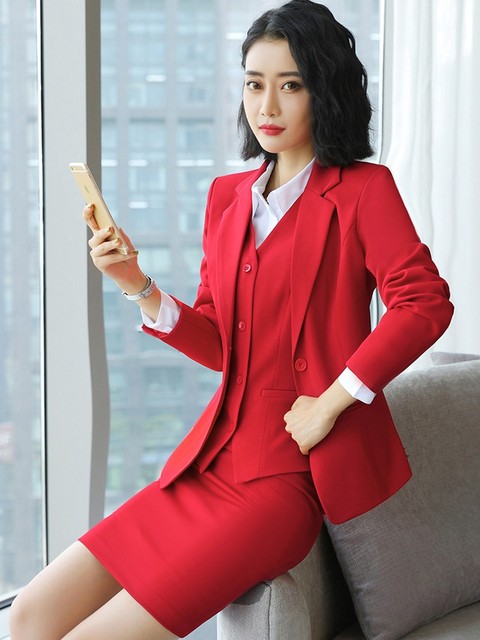 Red suit jacket female 2023 new women's suit coat host format ...