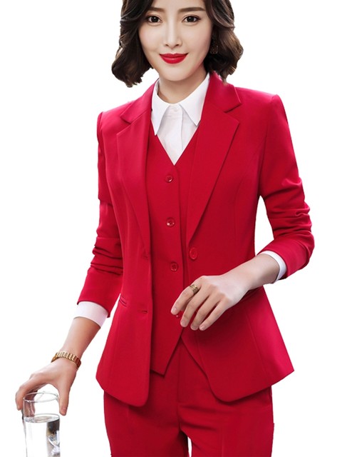 Red suit jacket female 2023 new women's suit coat host format ...