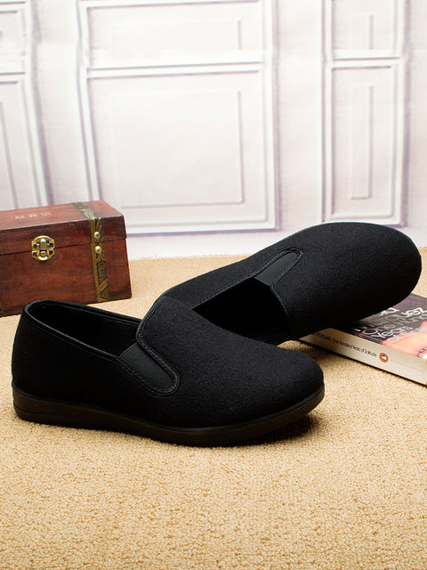 Old Beijing cloth shoes men's old men's shoes in autumn and winter two ...