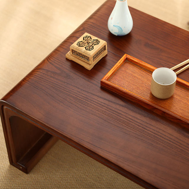 Solid wood tatami tea table bay window table Sinology table balcony ...