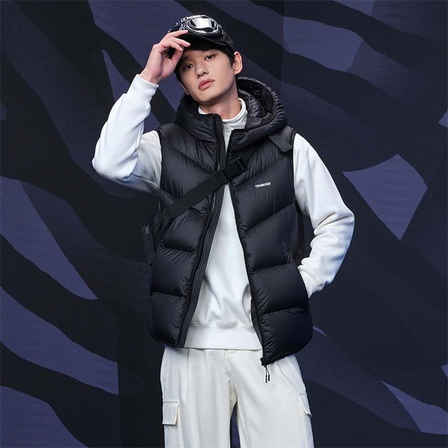 Tanbol down vest men's short 2023 autumn and winter new style thickened warmth outdoor men's ...