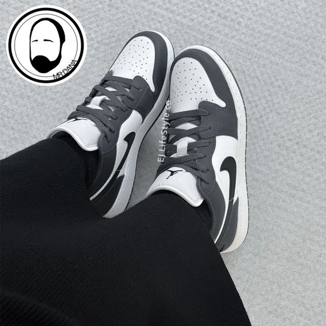 Air Jordan 1 AJ1 gray and black retro trendy low-top sports and casual ...