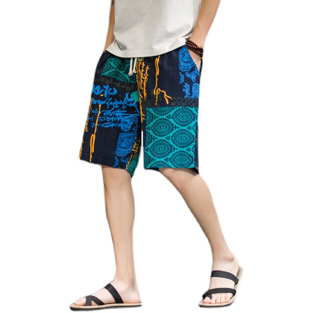 Chinese Style Cotton and Linen Shorts for Men, Summer Loose Beach ...