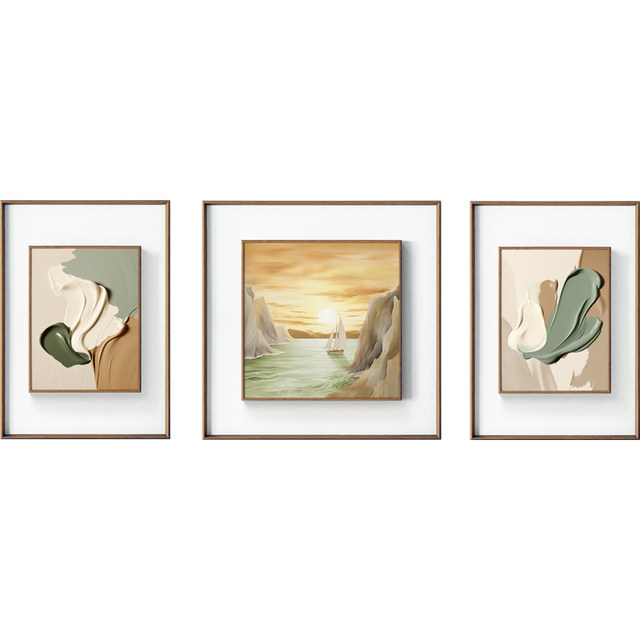 Cloud and water two-color cream style living room decoration painting ...