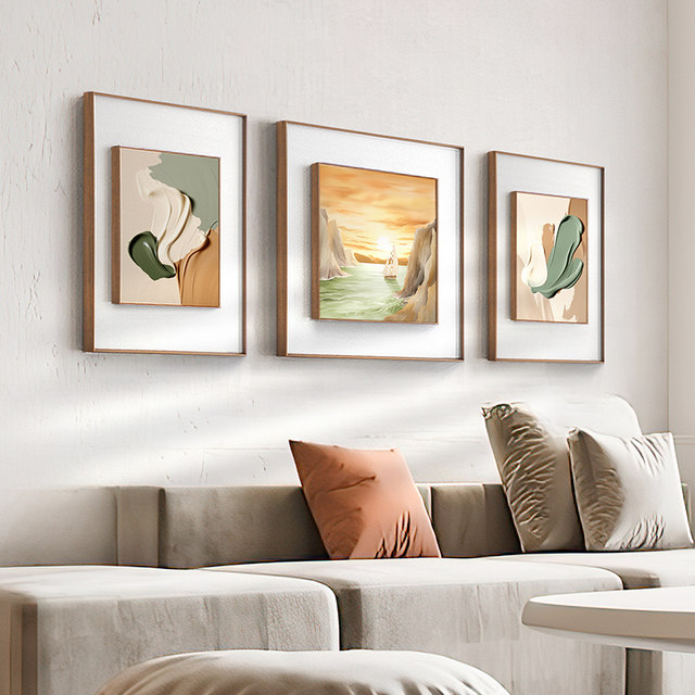 Cloud and water two-color cream style living room decoration painting ...