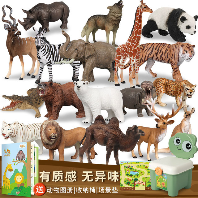 Simulated animal model toy set ocean land elephant giraffe zoo baby ...
