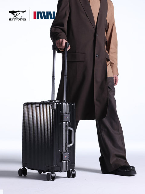 Septwolves suitcase men's aluminum frame trolley case 20 inches 24 ...