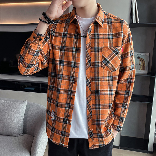 Spring Men's Long Sleeve Shirt 2023 Youth Urban Casual Plaid Summer ...