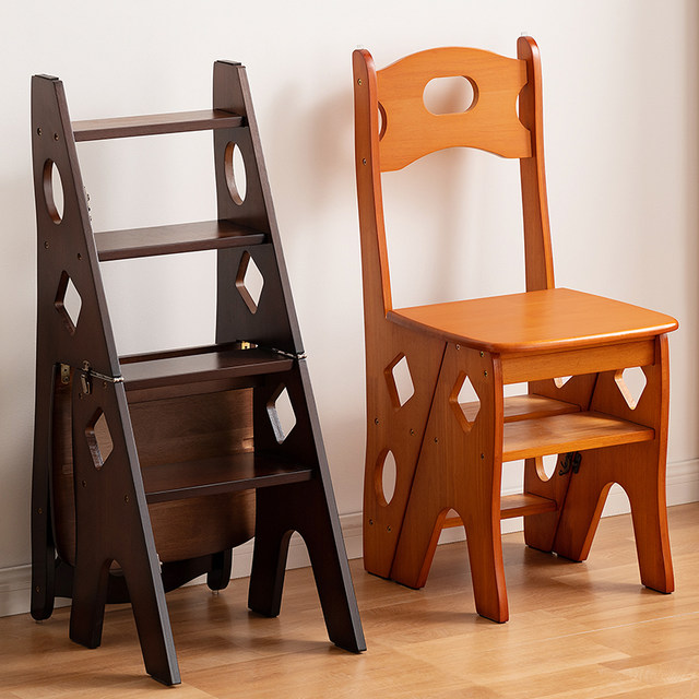 Solid wood ladder chair home ladder chair folding telescopic dual -use ...