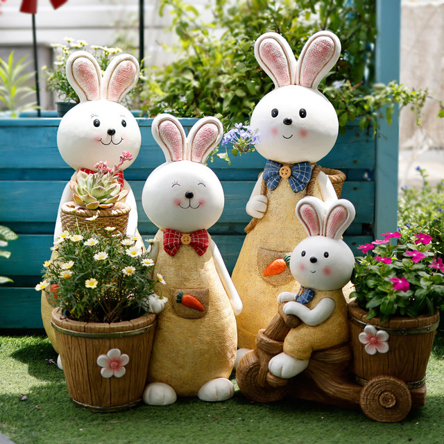 Cute rabbit flower pot garden succulent Internet celebrity balcony ...